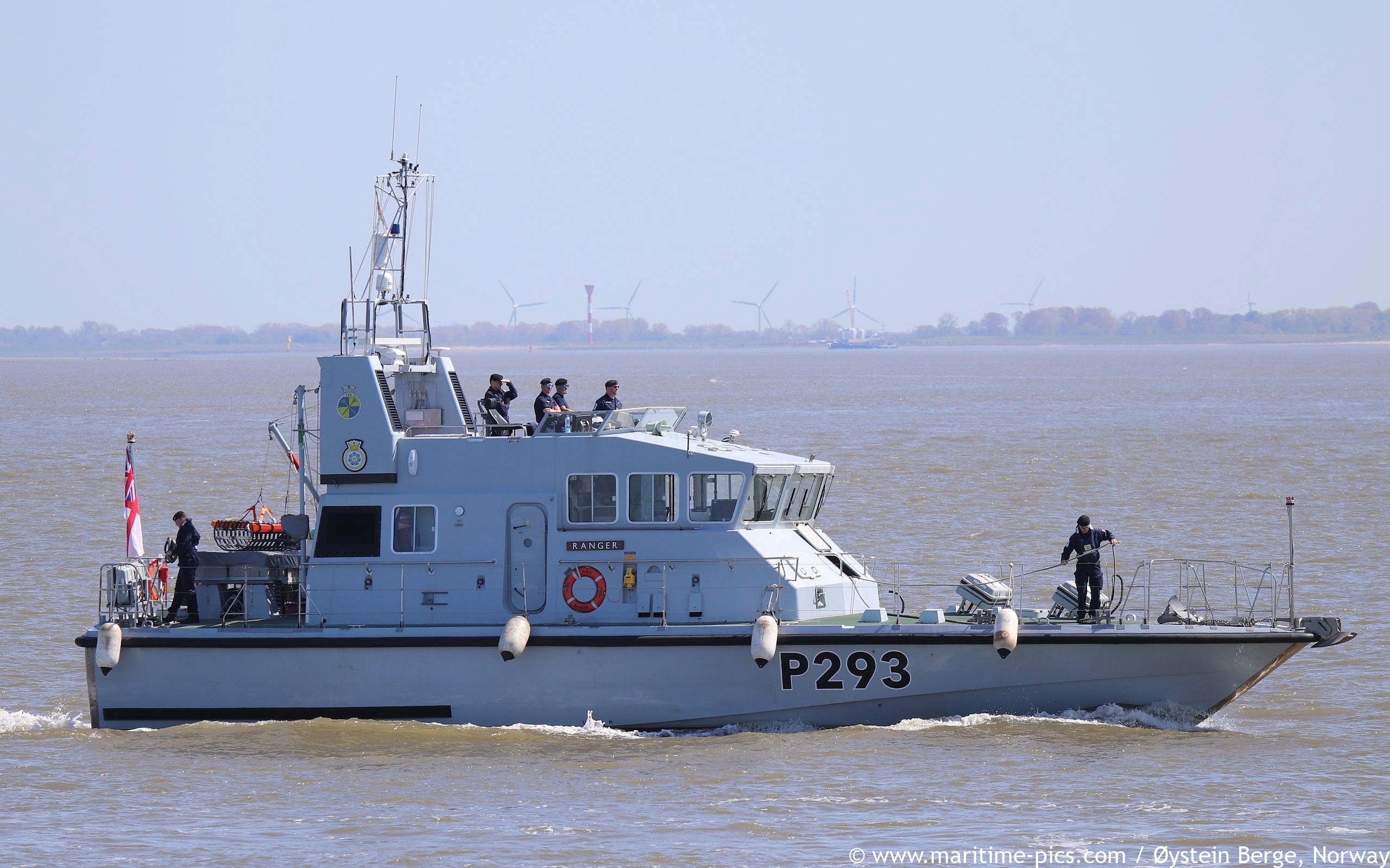 PATROL VESSEL HMS “RANGER” (P293) ARRIVING CUXHAVEN FROM HAMBURG, 9 MAY ...