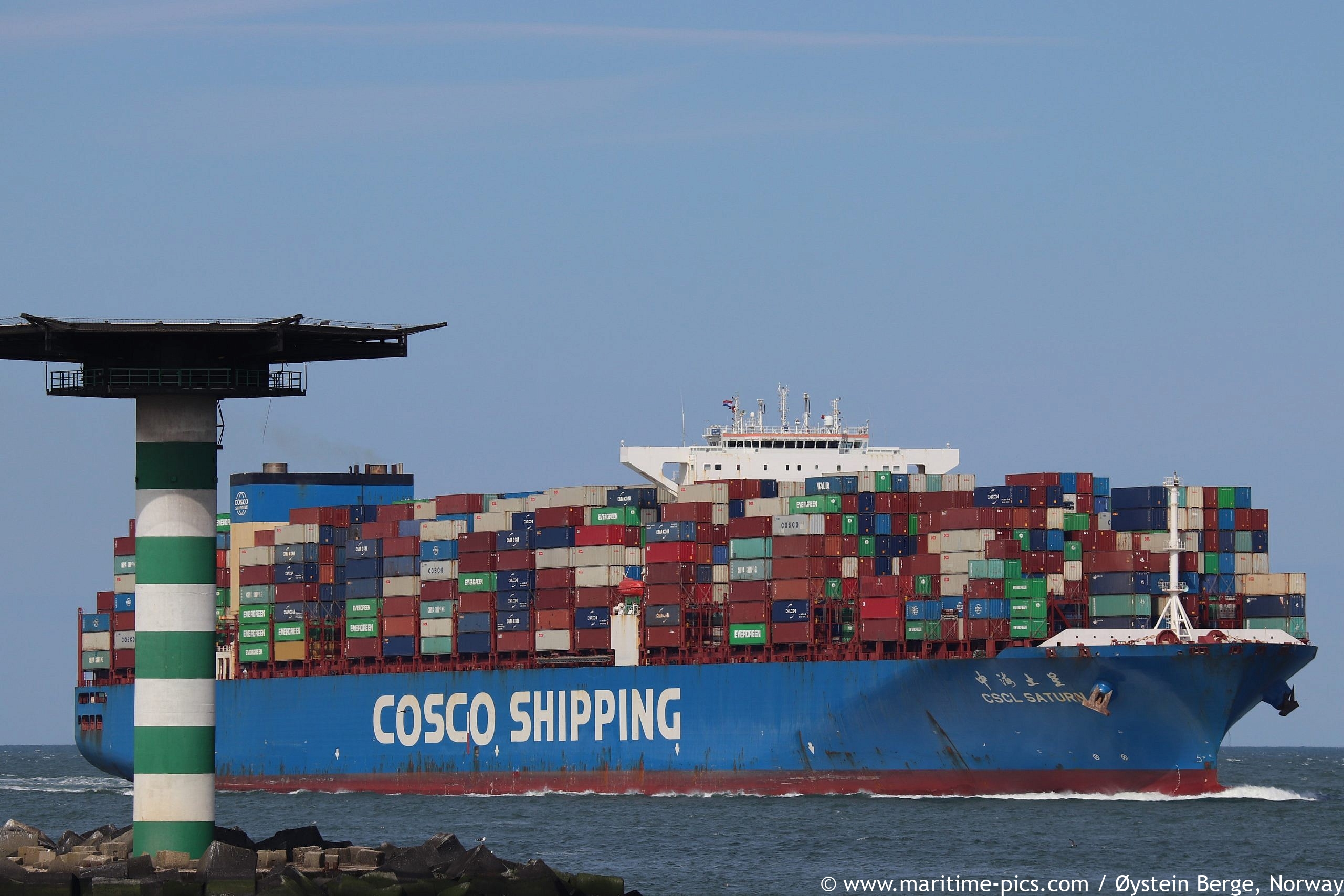 “CSCL SATURN” APPROACHING ROTTERDAM MAASVLAKTE FROM PIRAEUS, 30 AUGUST ...
