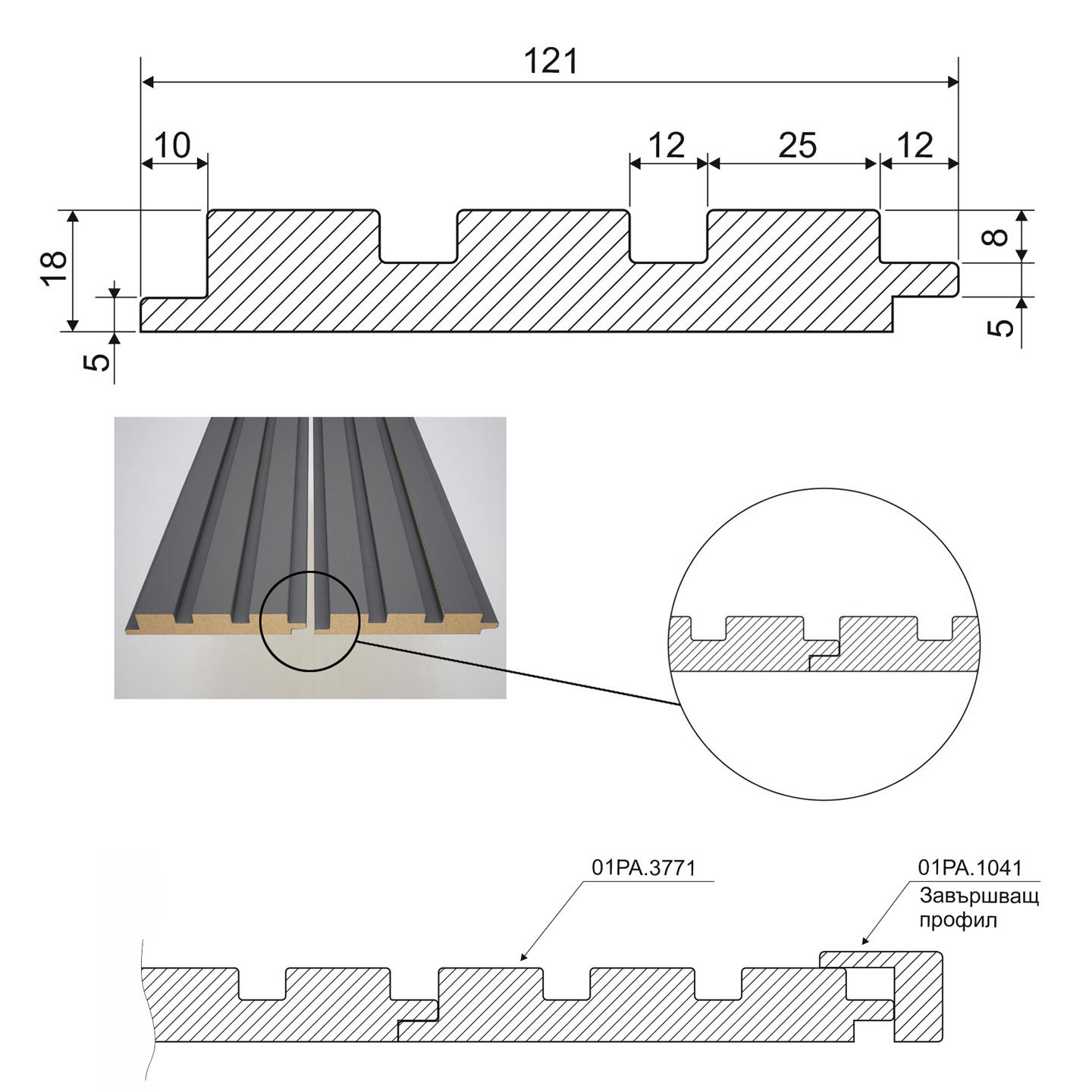 PROFIL MURAL EN BARDAGE MDF NOYER - MAROC PARQUET