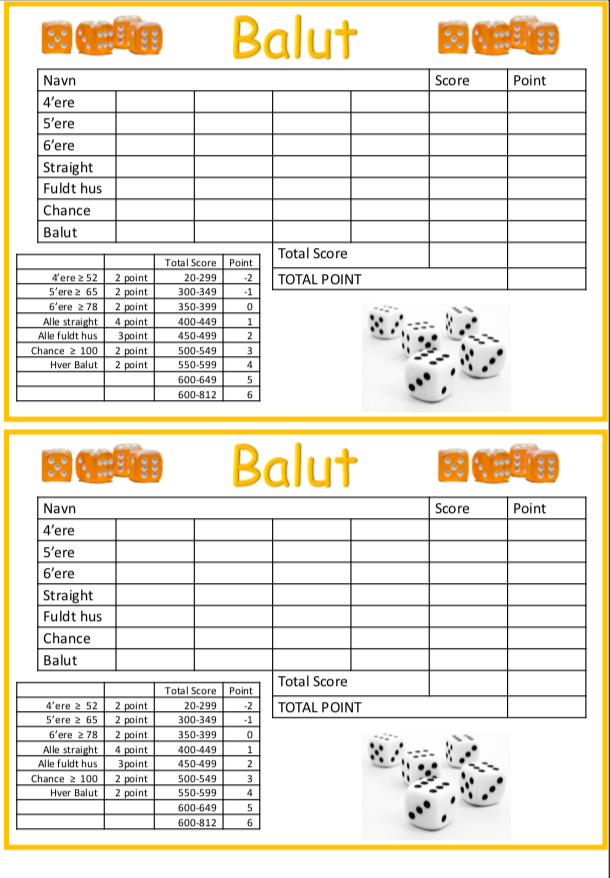 Balut – regnskabsark til 2 elever - Mat-nat.dk