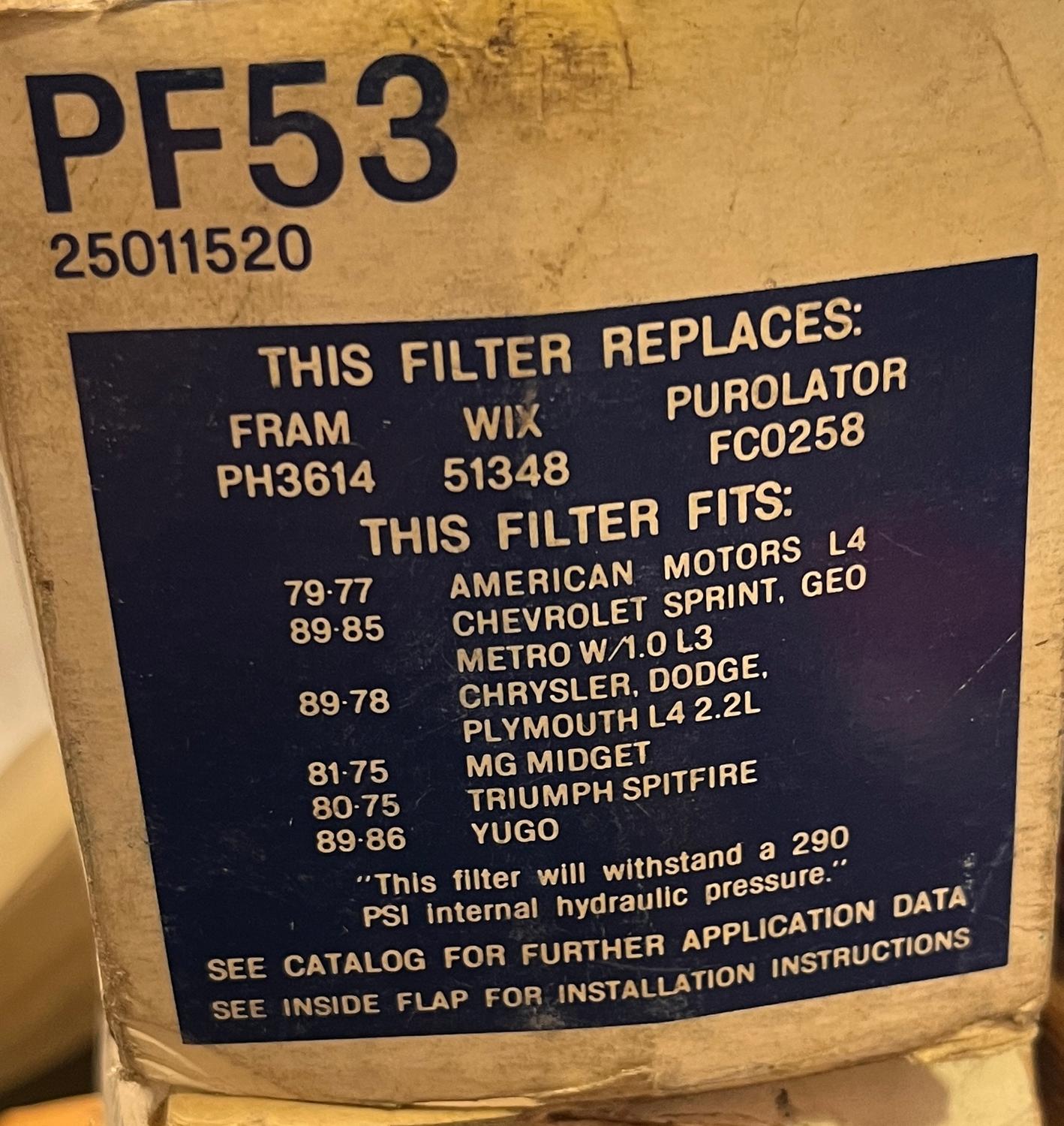 Oljefilter Volvo Toyota Ford Dodge Chev mfl 1962-22, AC Delco PF53 ...