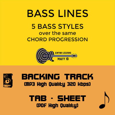 Bass Lines - 5 Styles - Backing Tracks & TAB / Sheet | MATT TEN