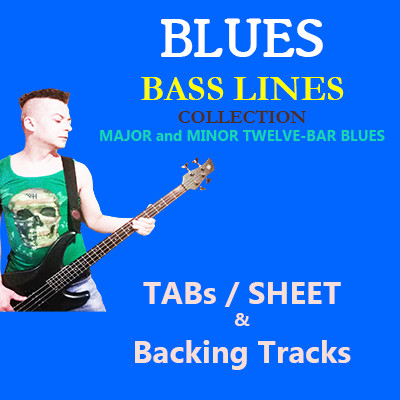 BLUES BASS LINES Collection – 8 Examples – with TAB /SHEET & Backing ...