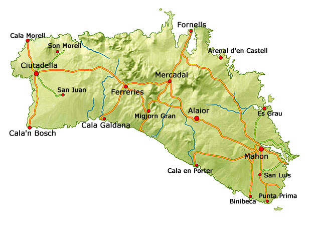 Menorca map - detailed map with beaches | Menorca