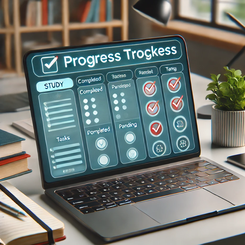 DALL·E 2024-08-19 17.03.56 - A digital progress tracker on a laptop ...