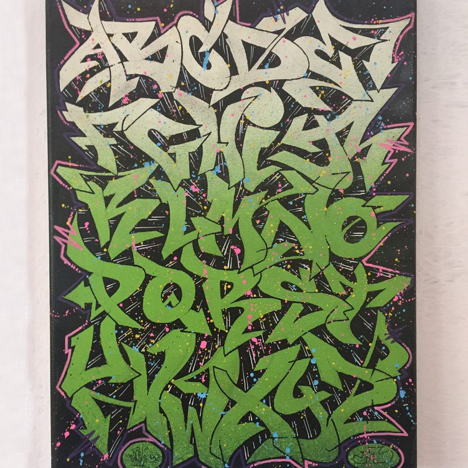Graffiti Alphabet Canvas – Grey ABC – Mirza-design.com