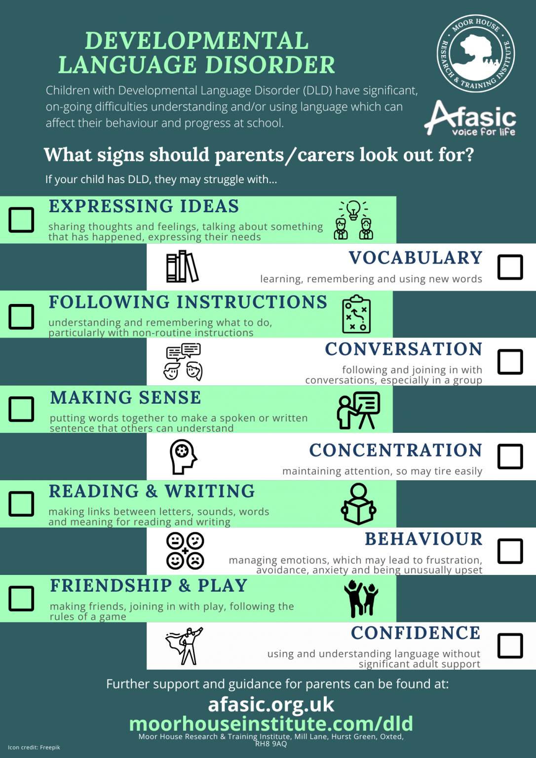 DLD RESOURCES FOR TEACHERS & PARENTS - Moor House Research & Training ...