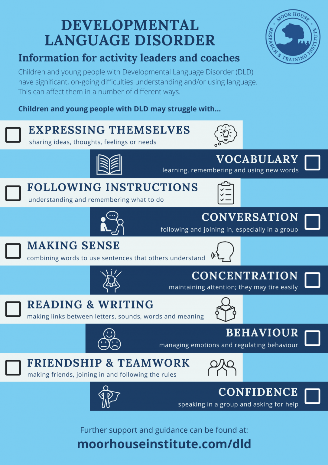 DLD RESOURCES FOR TEACHERS & PARENTS - Moor House Research & Training ...