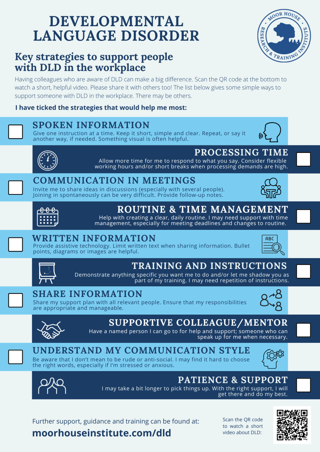 DLD RESOURCES FOR TEACHERS & PARENTS - Moor House Research & Training ...