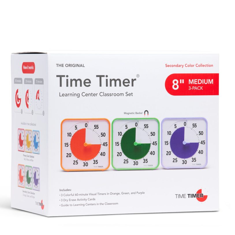 Time Timer Medium klassesæt 3 stk orange grøn og lilla