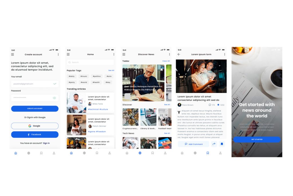 Media News & Press Blog Mobile App Template with Articles Feed