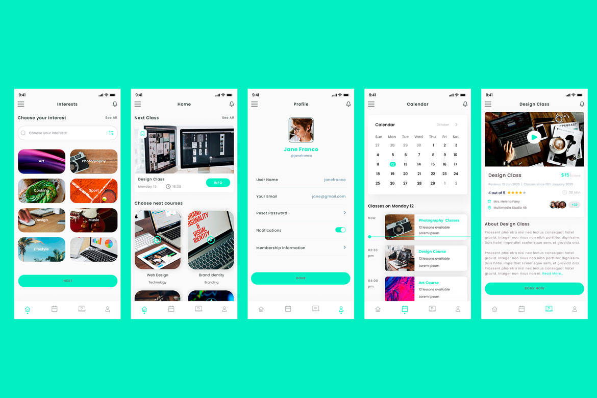 Online Learning Platform, Learn School & Class App UI Kit Template