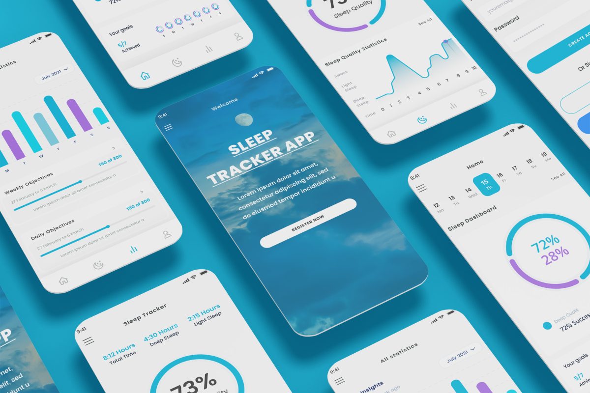 Sleep Tracker, Sleeping Habits & Health Tracking App UI Template