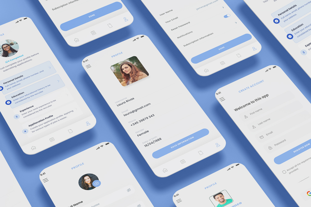 User Member Profile Account Information Screen app UI Kit Template