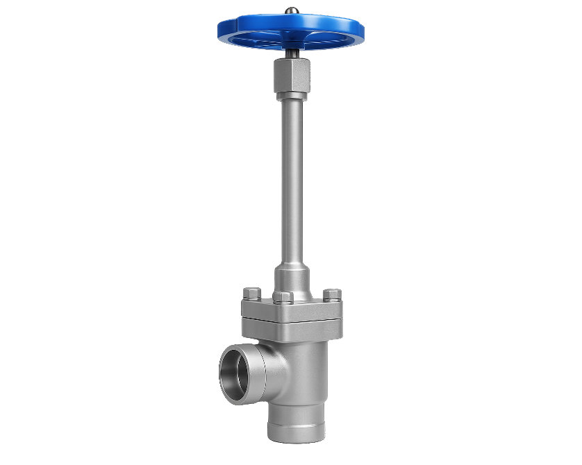 Cryogenic Angle Globe Valve - Long Stem - Socket Weld - Nordic Valves