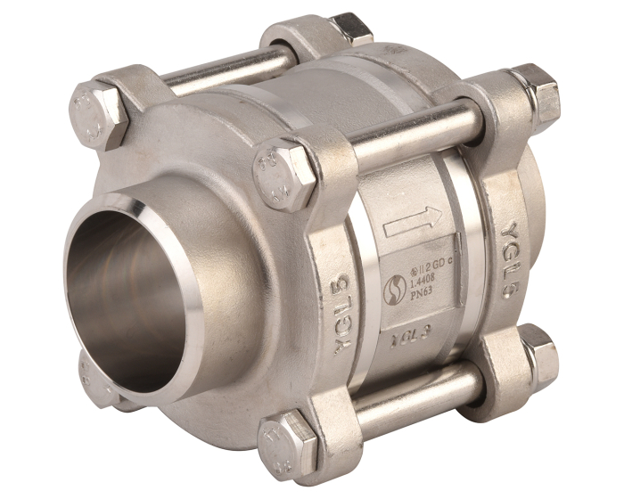 381 - 3-piece stainless steel non-return valve with welding disc BW ACS - Nordic Valves