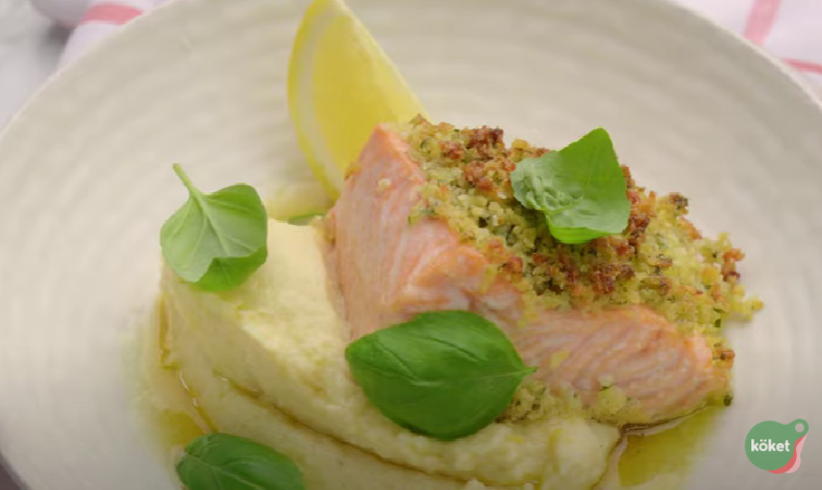 Lax med frasigt parmesan- och basilikatäcke - Parmigiano Reggiano