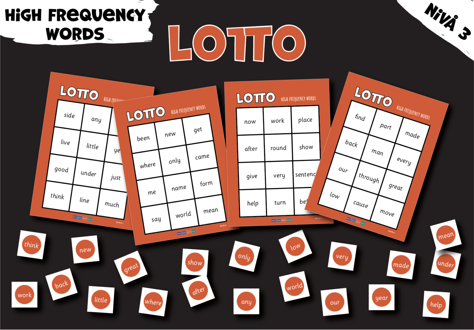 Lotto: High frequency words (nivå 3) – Pedly