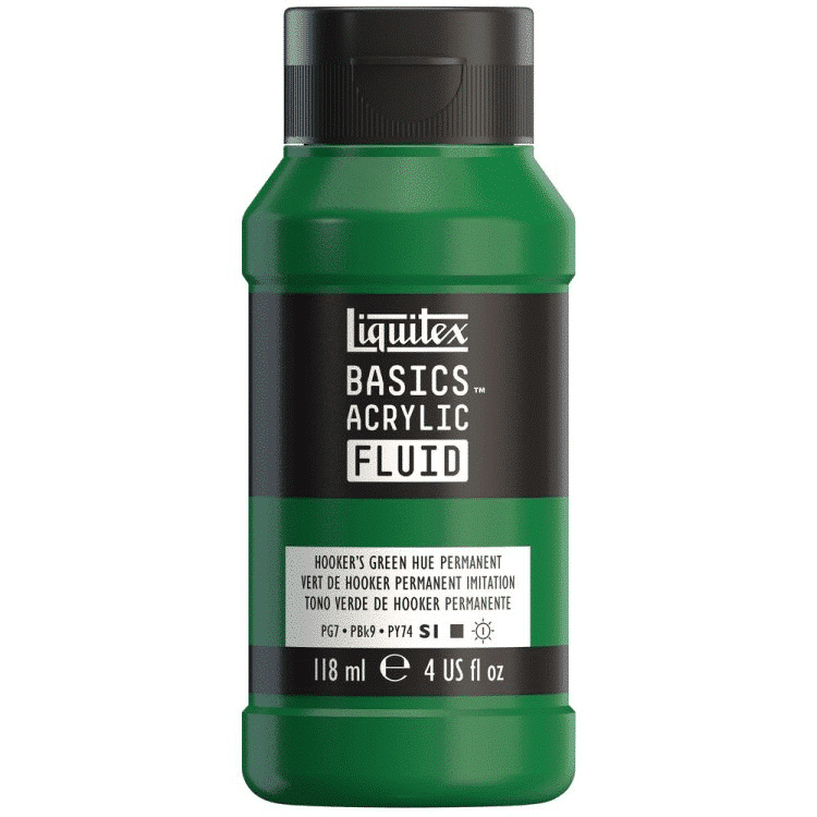 Liquitex Basics Fluid 118ml - 224 Hookers Green Permanent Hue - Plingon