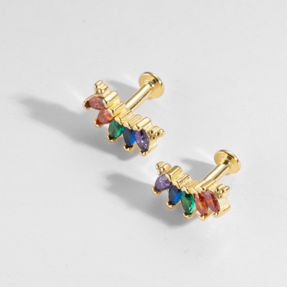 Posh Rainbow Labret (Gold & Silver) - Posh Piercing