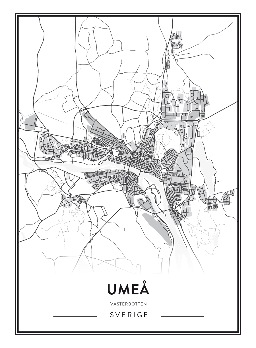 Umeå map – Posters, Affischer & Tavlor Online – Köp hos Posterize.se
