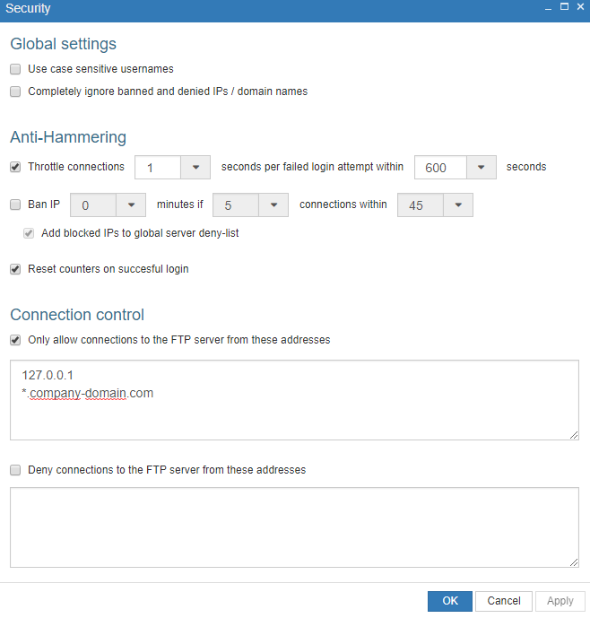 IP/Domain Access Rules - ProVide Server: Private Cloud Solutions with SFTP