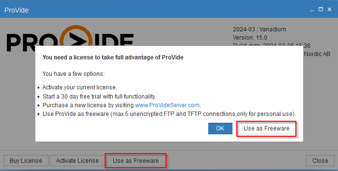 How do i Use the Freeware version of ProVide? - ProVide Server: Private Cloud Solutions with SFTP