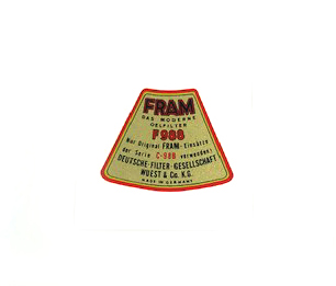 Decal / Sticker, Fram Oil Filter Top Cover - all 356 - PRS 356 ...