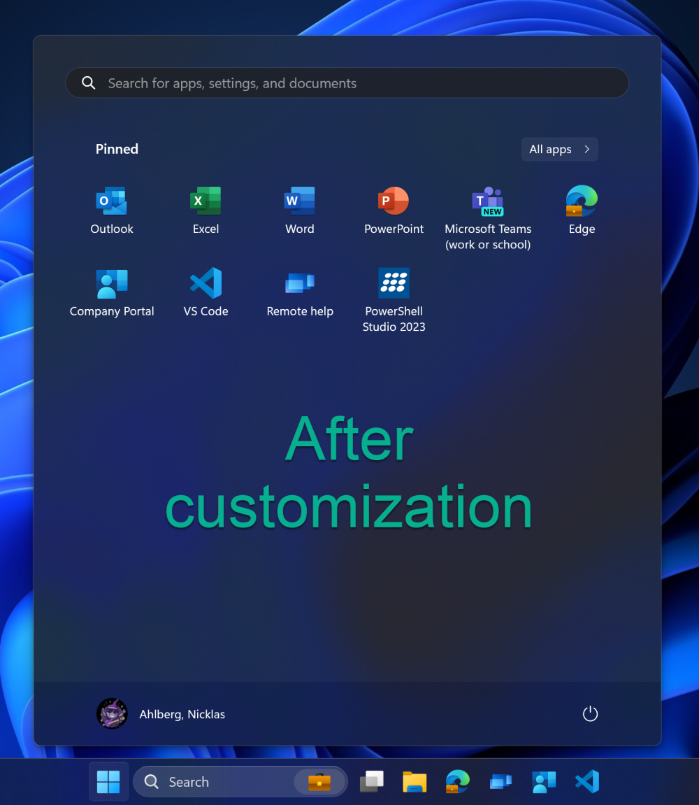 As shown in the before customization image just a few apps were added ...