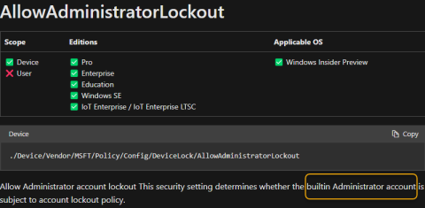 Windows 11: Local account lockout policy