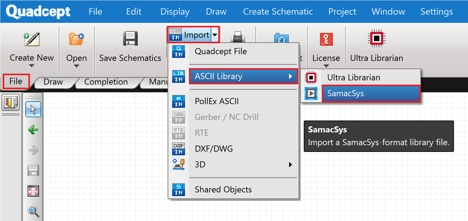 Quadcept Library Import Instructions - SamacSys