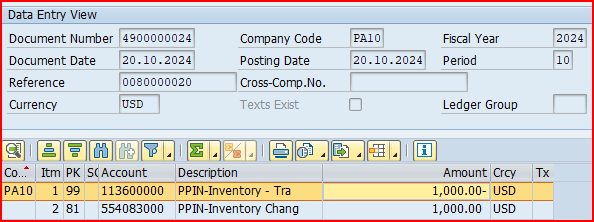 SAP Intercompany STO Accounting