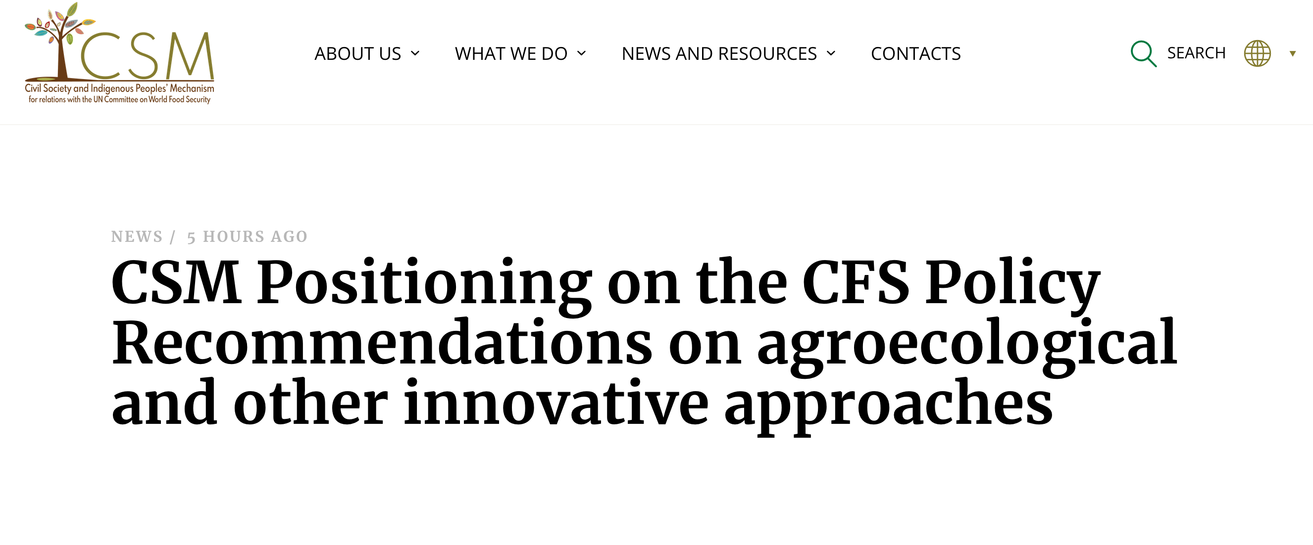 CSM Positioning on the CFS Policy Recommendations on agroecological and ...