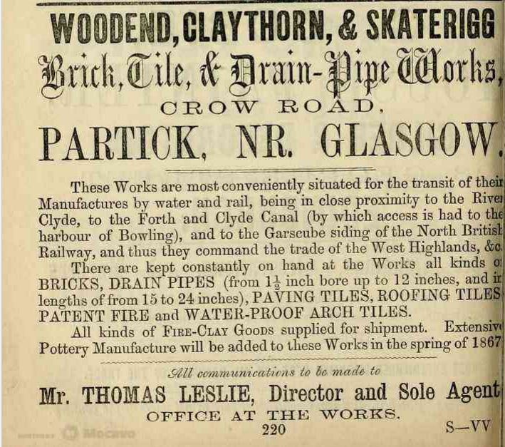 Claythorn Brick and Tile Works, Crow Road, Partick, Glasgow | Scotland ...