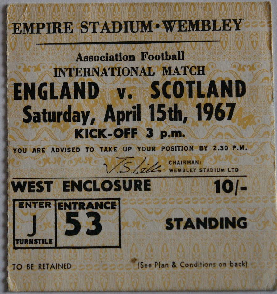 england v scotland 1967 ticket stub no 247 | Scottish Football Memorabilia