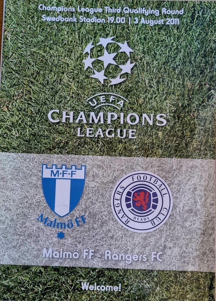 Malmo ff v Rangers 2011 Champion League programme - Scottish Football ...