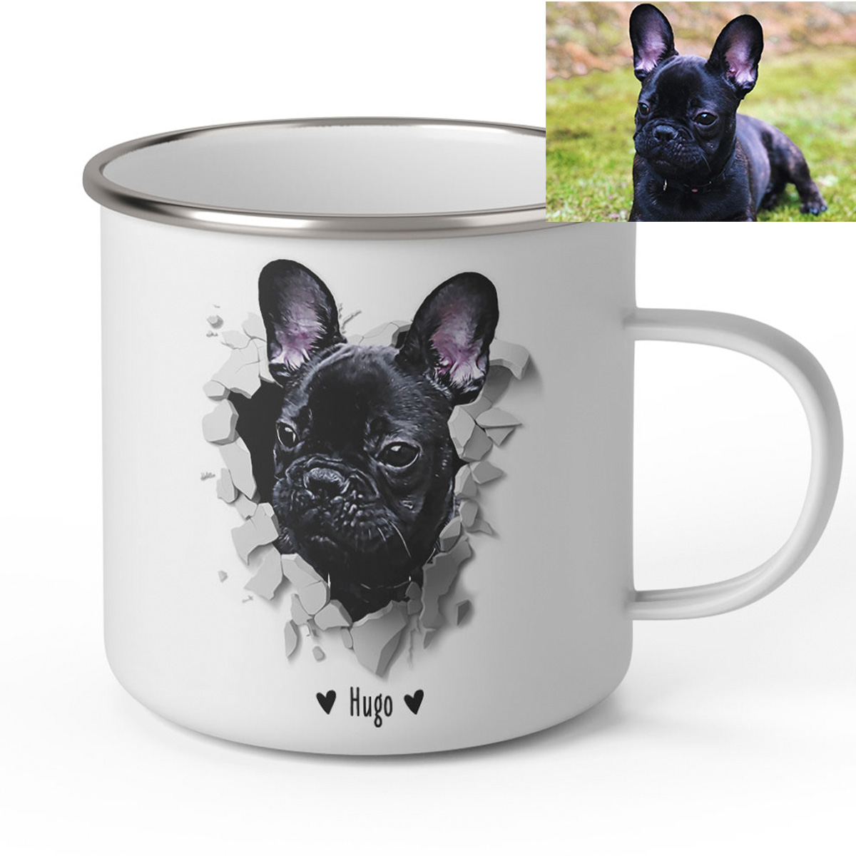 Emaljmugg: Egen bild i hålet i muggen – sezam.se