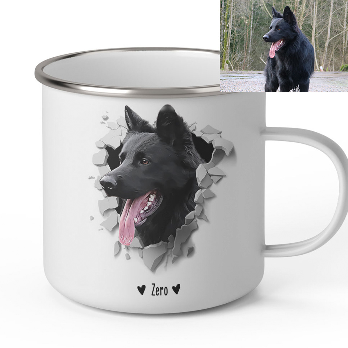 Emaljmugg: Egen bild i hålet i muggen – sezam.se