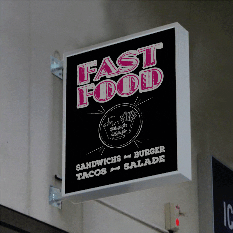 enseigne lumineuse double face snack fast food réf 09 - Augmentez la ...