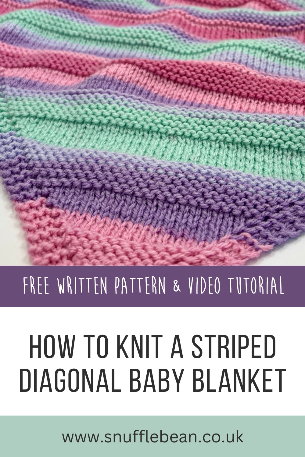 How to Knit a Striped Diagonal Baby Blanket [Free Video Tutorial ...
