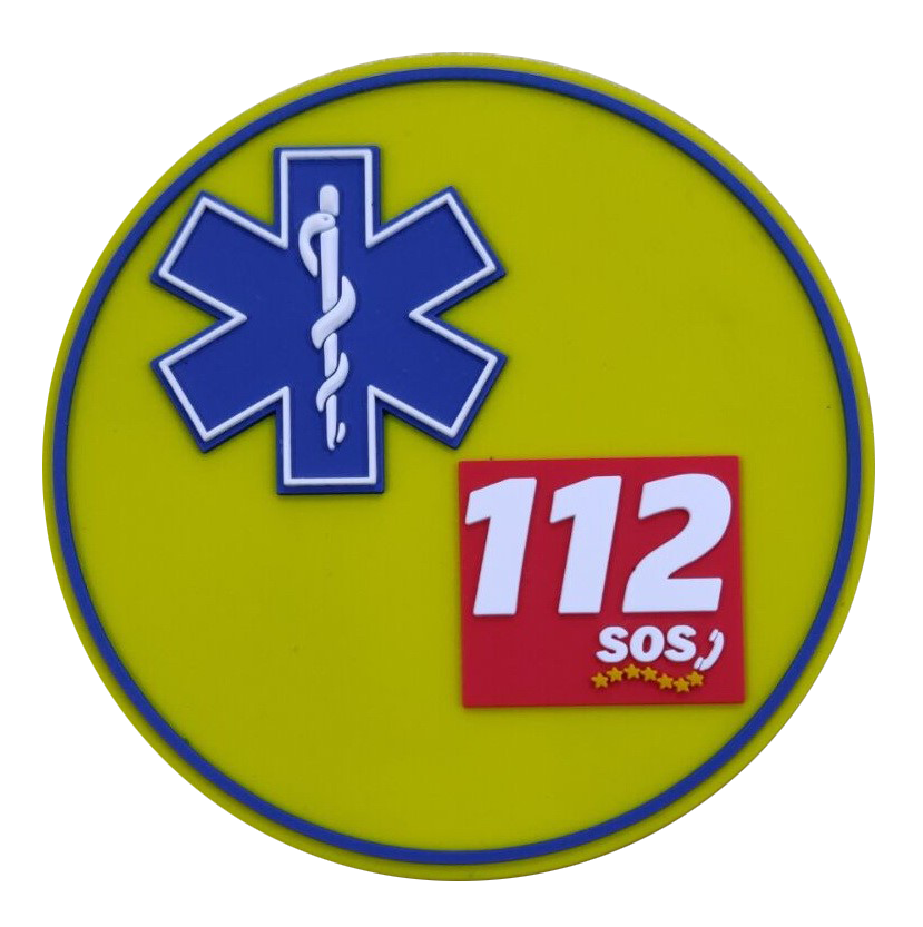 PVC-badge Star of Life / Logo SOS 112 rond – gele achtergrond (diameter ...