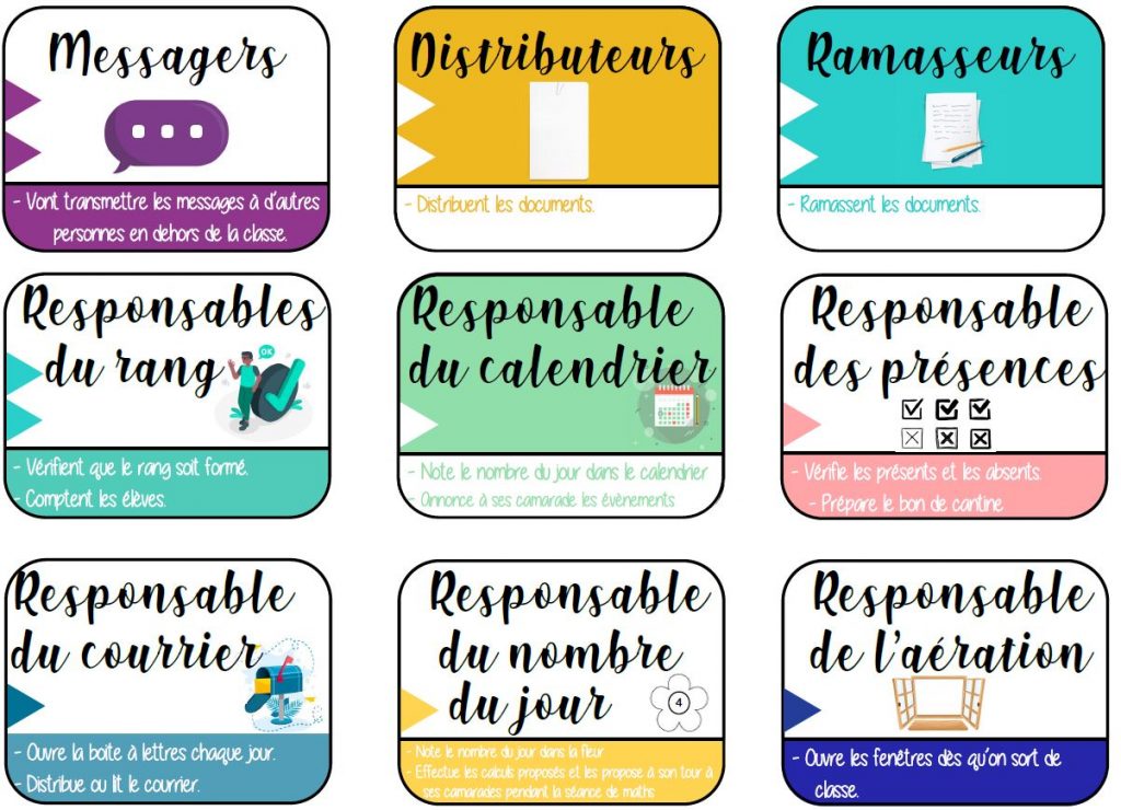 Classroom jobs – Tablettes & Pirouettes