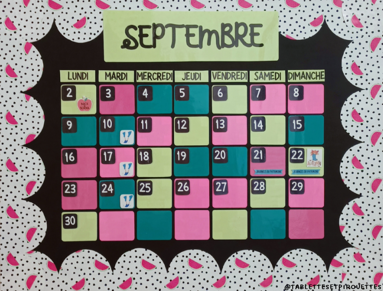 un calendrier perpétuel pour la classe – Tablettes & Pirouettes