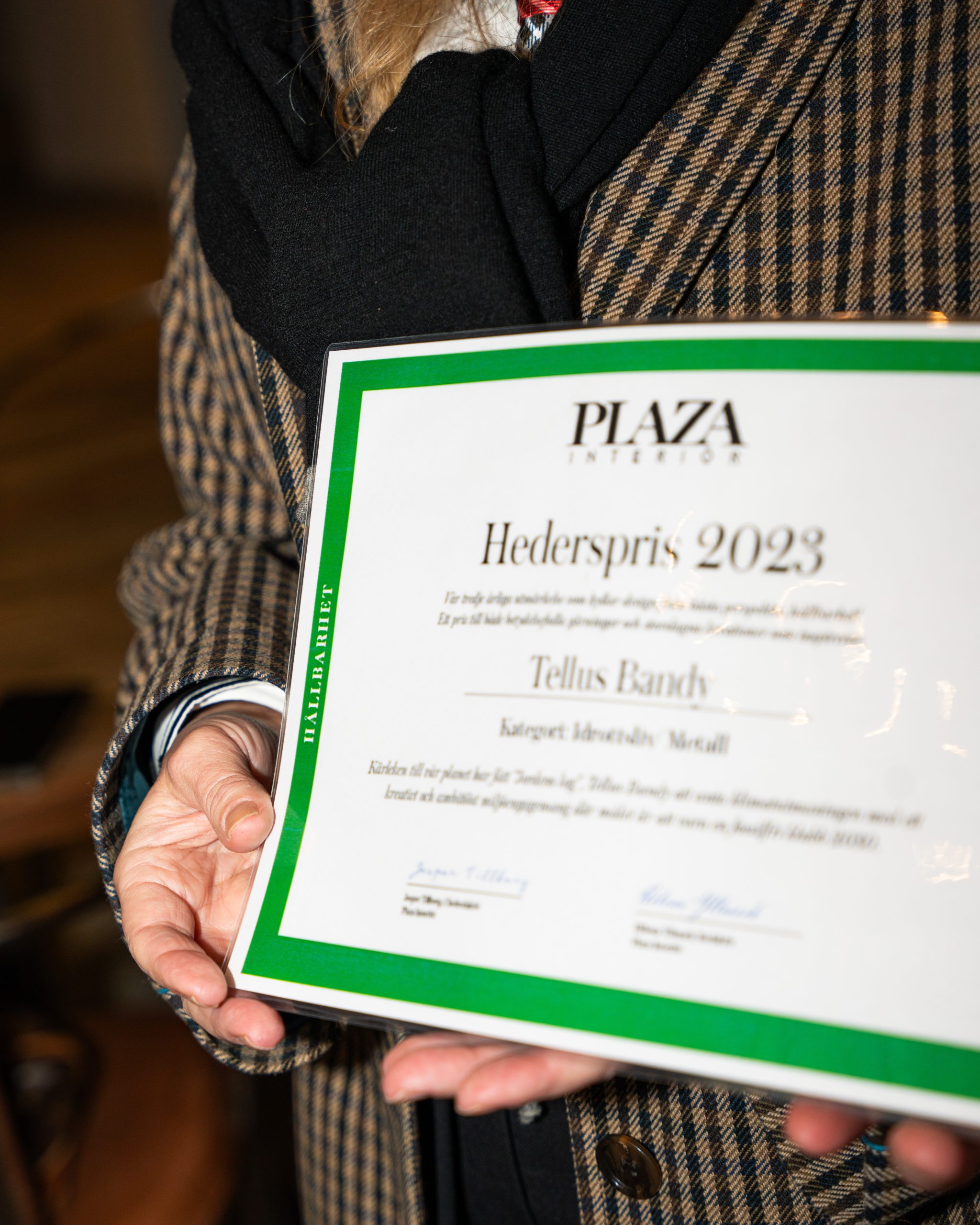 Plaza Interiörs Hederspris 2023 - Tellus bandy