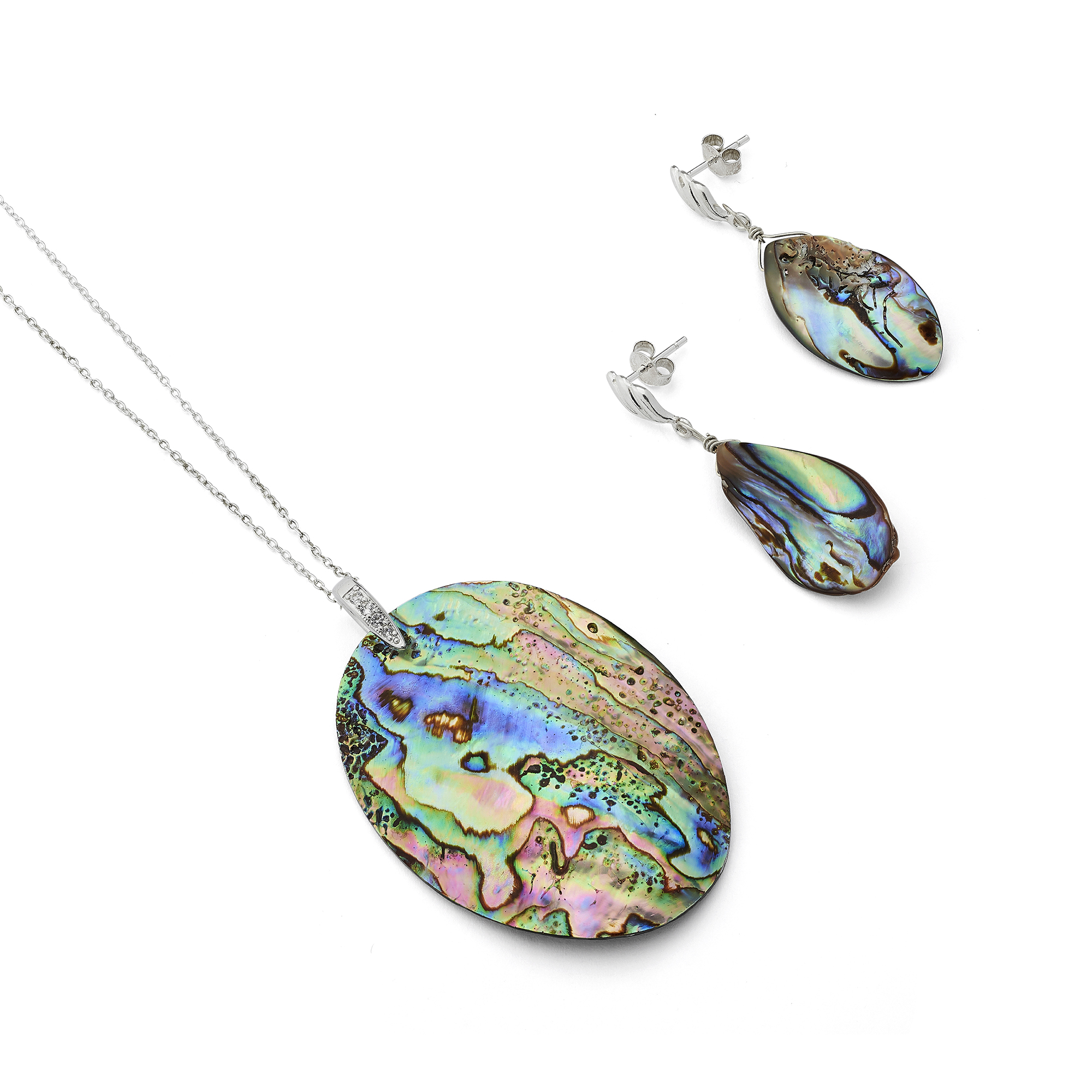 Abalone necklace and earrings - The Kentish Lass Jewellery