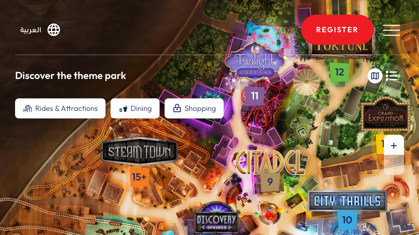 Interactive map details six themed zones and attraction line-up at Six ...