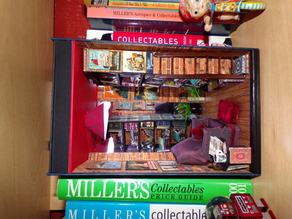 SOLD. Miniature room book nook. Booknook diorama. Book alley. Book ...