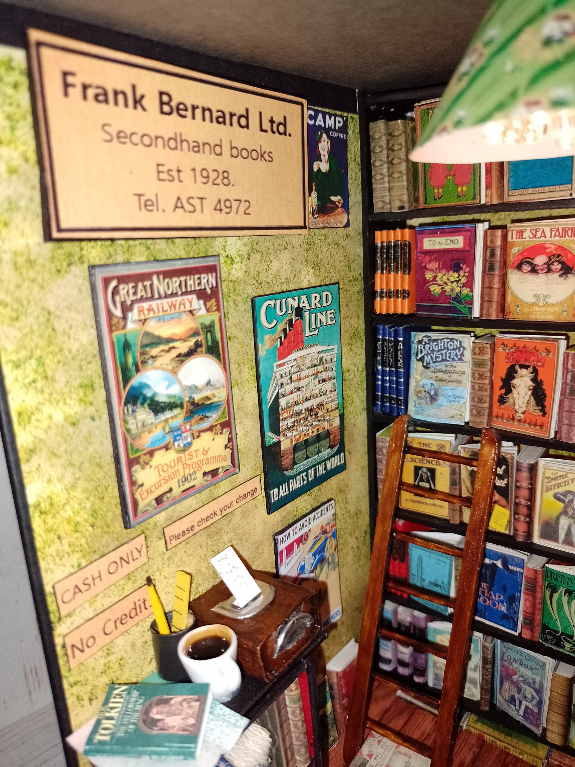 Miniature box room, secondhand book shop, Book nook library, Booknook ...