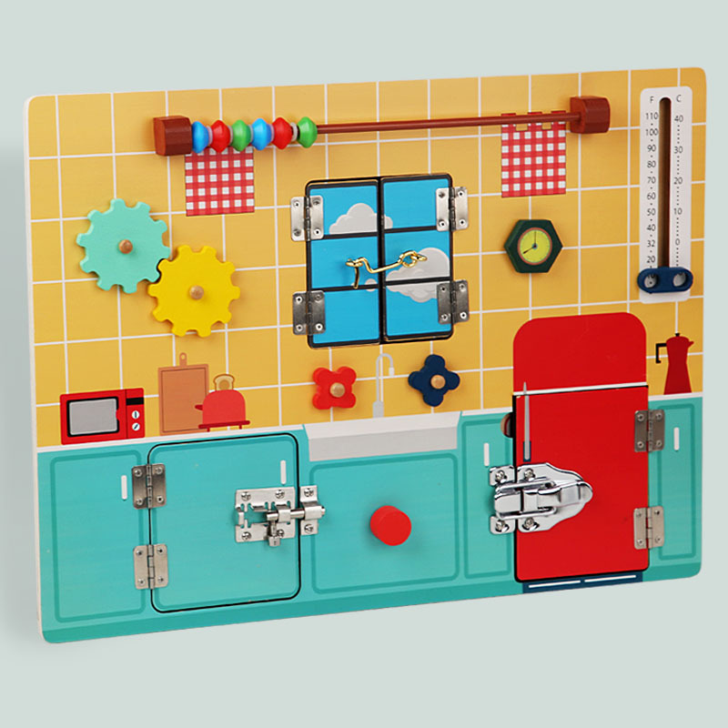 Toddler wood Montessori Busy Board Children Busy Box Toys for Kids ...