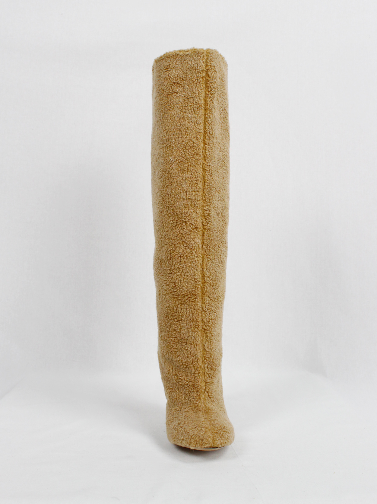 Maison Margiela tall orange brown teddy bear boots with Maison Margiela tall orange brown teddy bear boots with